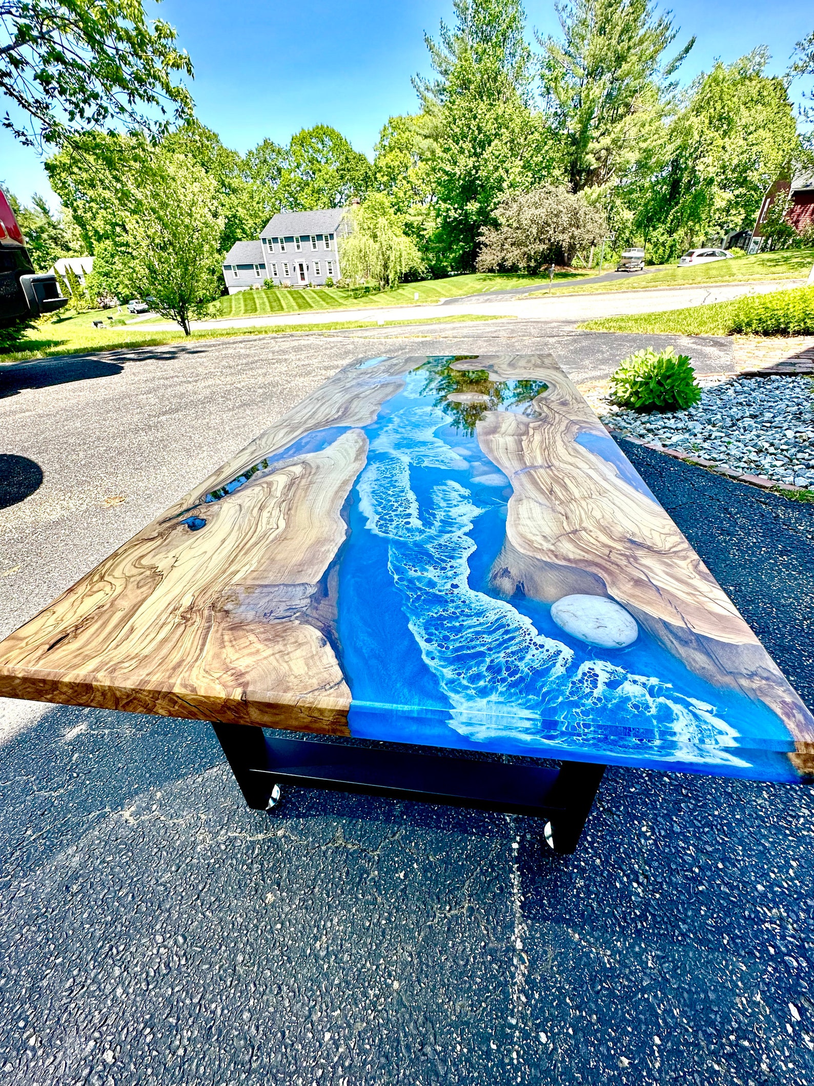 Olive Wood and Epoxy River Coffee Table - Etsy