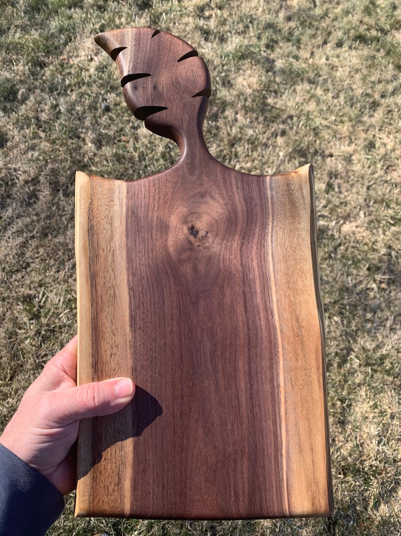 Black Walnut Live Edge Charcuterie Board With Leaf Handle. - Etsy