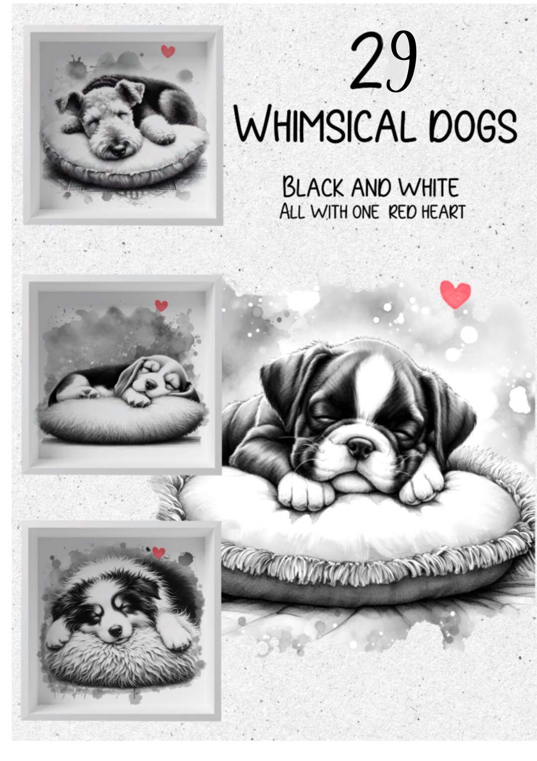 Snoozing Dogs. 29 Super Cute Doggy Breeds. Black and White With Feature ...