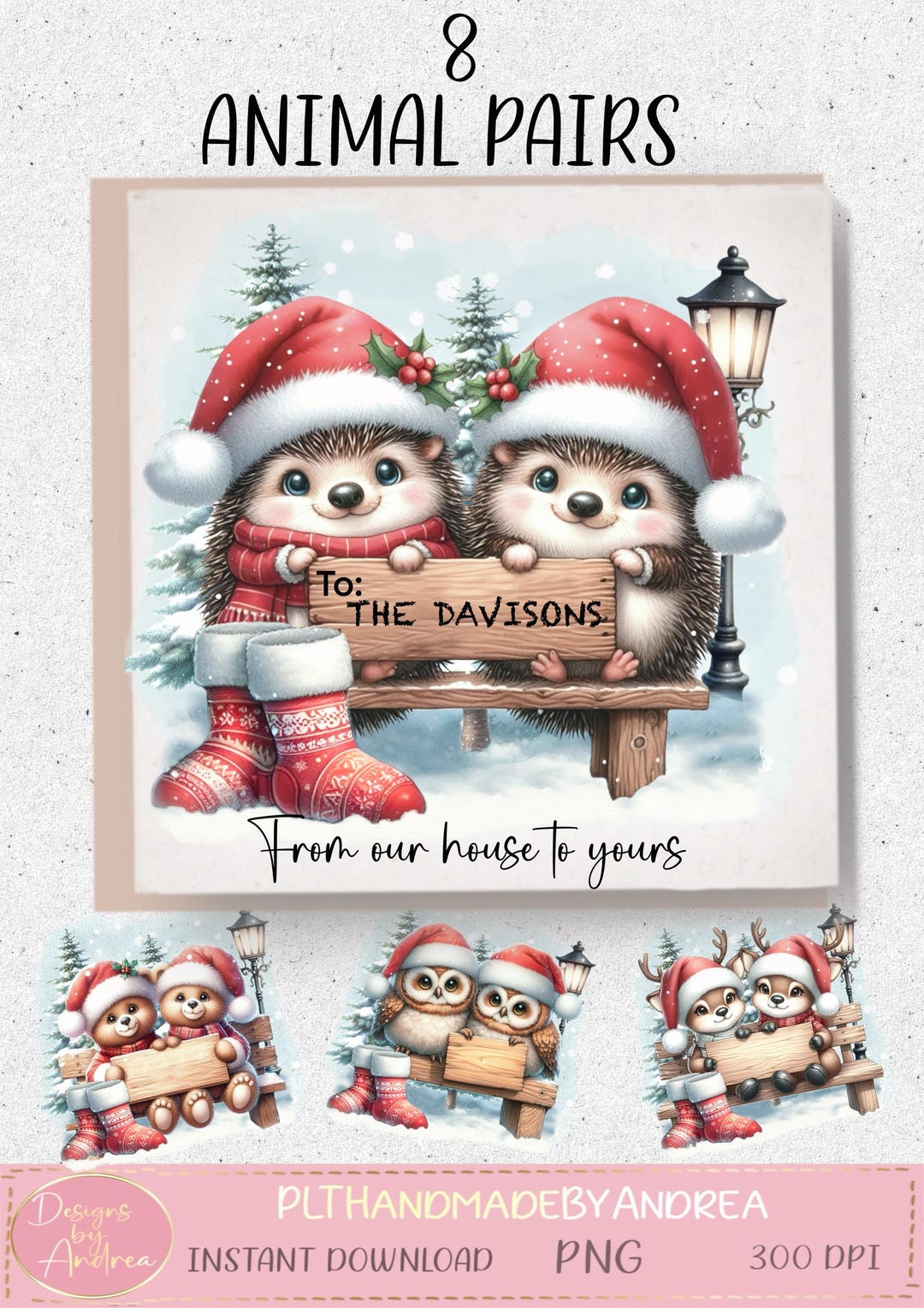 Super Cute Animal Pairs With Wooden Sign to Personalise. 8 Animal Pairs ...