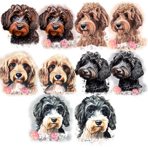 Cute Cockapoos. 5 Different Cockapoos, With and Without Flowers, 10 PNG ...