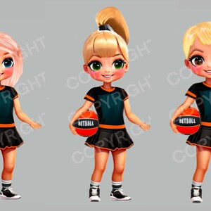 Netball Team Chibi Dolls. 32 Pngs. 9 Dolls. 3 Hair Styles Each With 3 ...