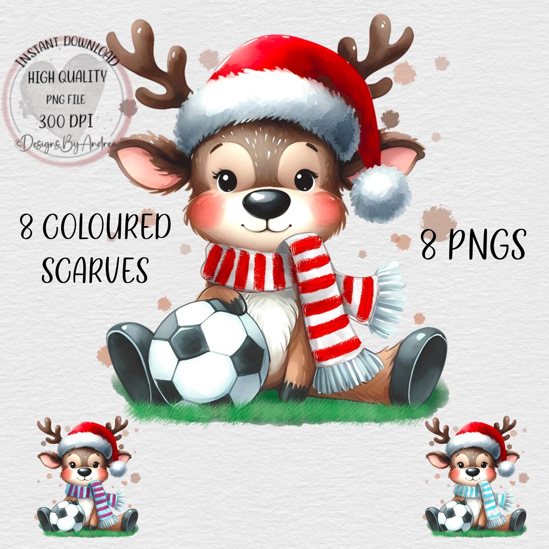 Football Reindeer Christmas PNG: Team Scarves Clipart (8 Pngs) - Etsy