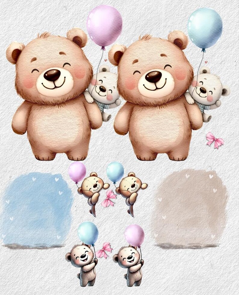 Daddy Bear & Cubs Clipart: Father's Day Pngs (11 Files) - Etsy