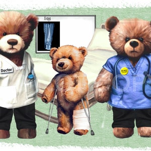 Medic Bears Clipart Set. 10 Files. Doctor, Nurses, Patient Ted, Background, X-ray and Hospital ...