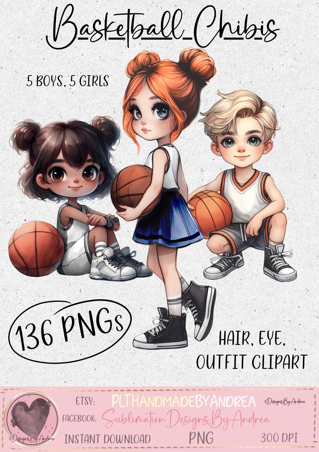 Basketball Chibi Dolls Clipart: Uniform, Hair, Eye (136 Pngs) - Etsy