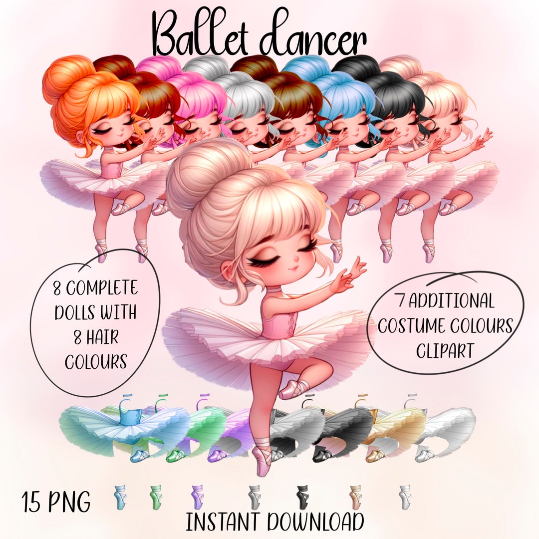 Beautiful Ballet Dancer Chibi Doll. 8 Premade Dolls With 8 Hair Colours ...
