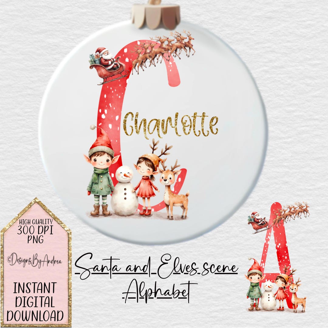 Christmas Alphabet PNG: Santa, Elves, Reindeer (digital Download, 300 ...