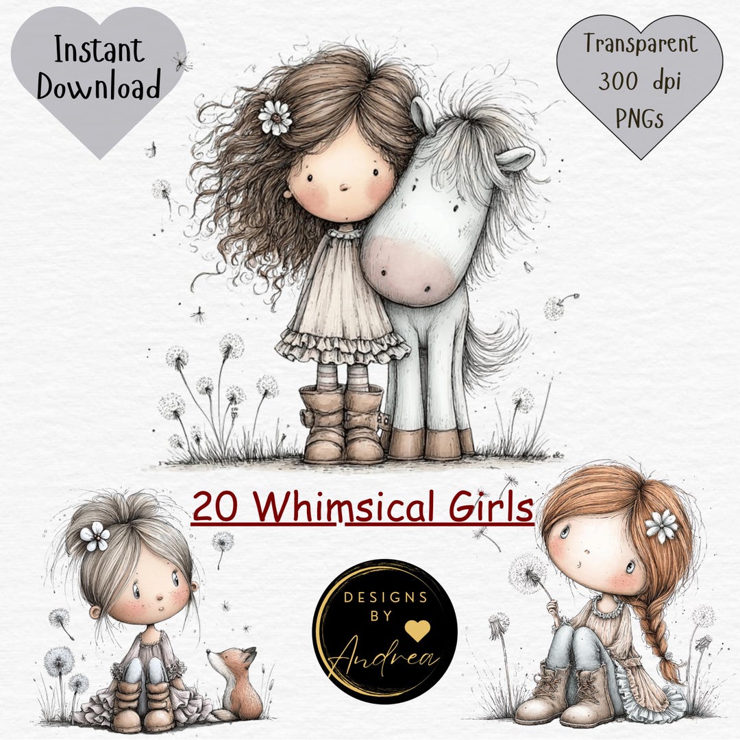 Whimsical Girls & Friends PNG Bundle | 20 Transparent PNG Files ...