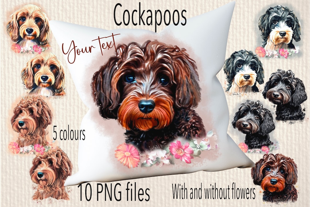 Cute Cockapoos. 5 Different Cockapoos, With and Without Flowers, 10 PNG ...