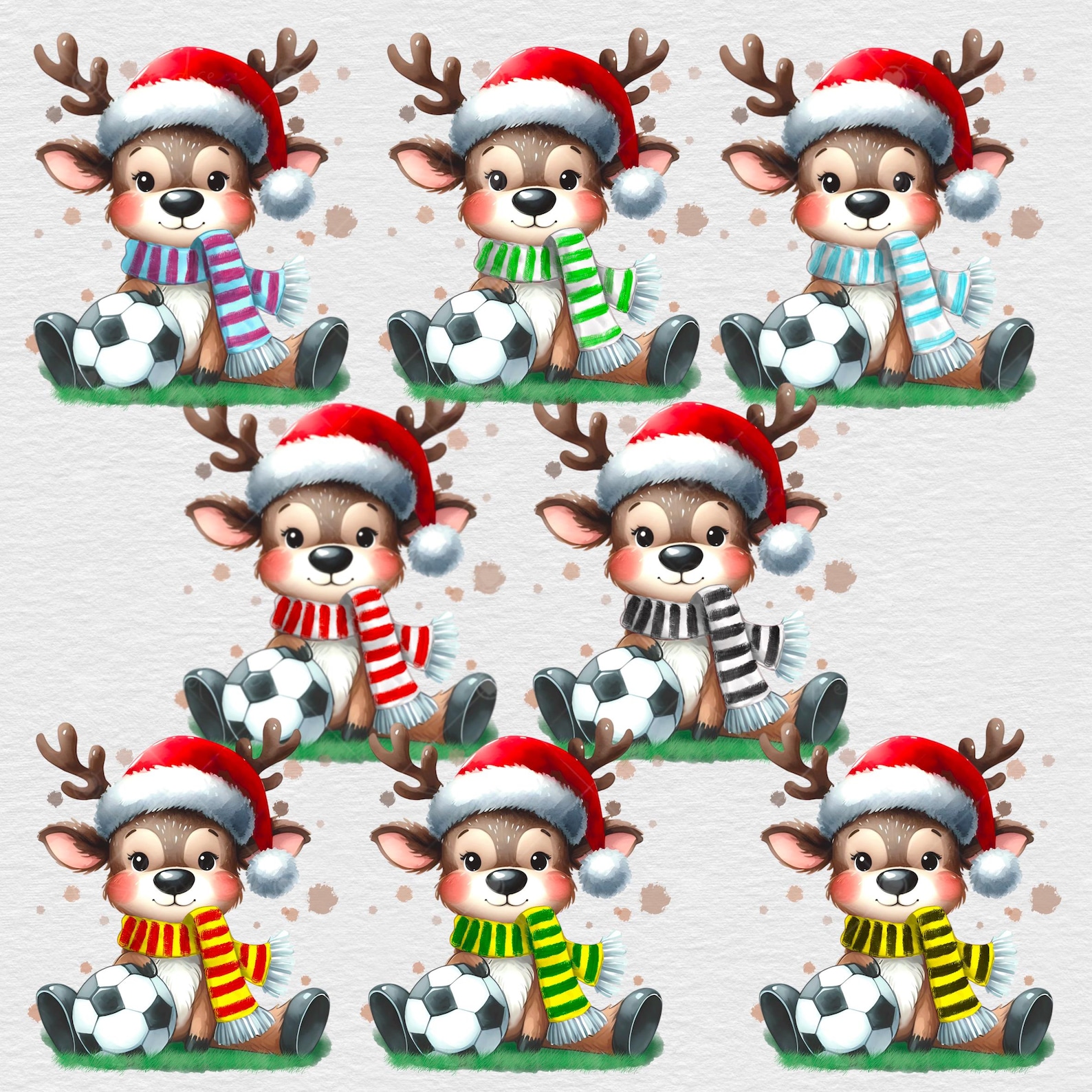 Football Reindeer Christmas PNG: Team Scarves Clipart (8 Pngs) - Etsy