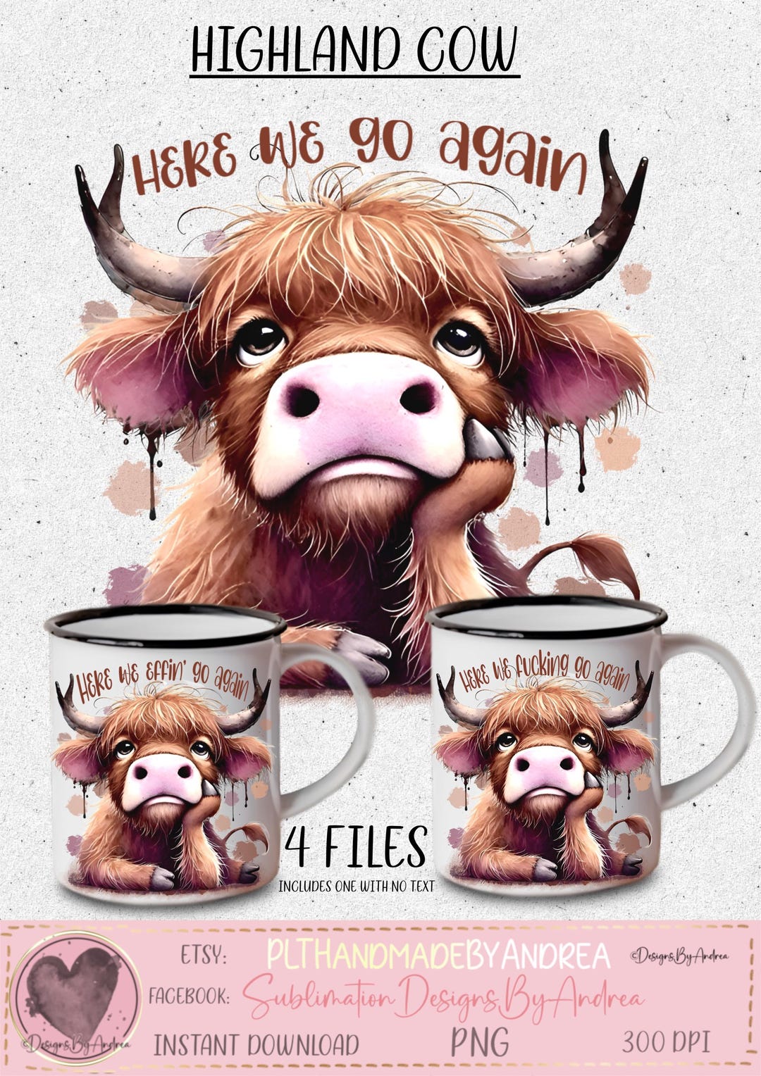 Highland Cow, Humour, Rude, Funny. here We F Go Again. 4 Files, One ...