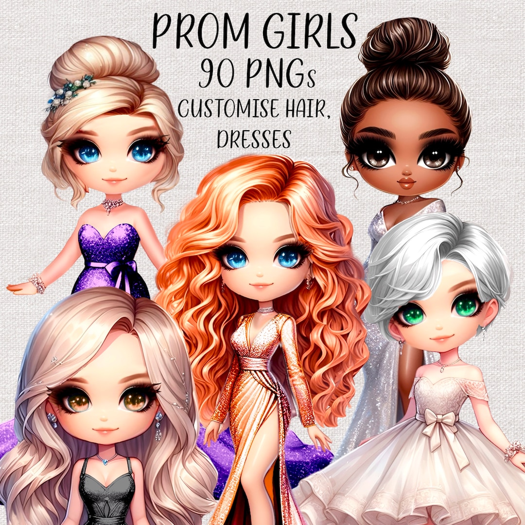 Chibi Prom Girls, Evening Dress, Ball Gown, 15 Readymade Dolls, Each ...