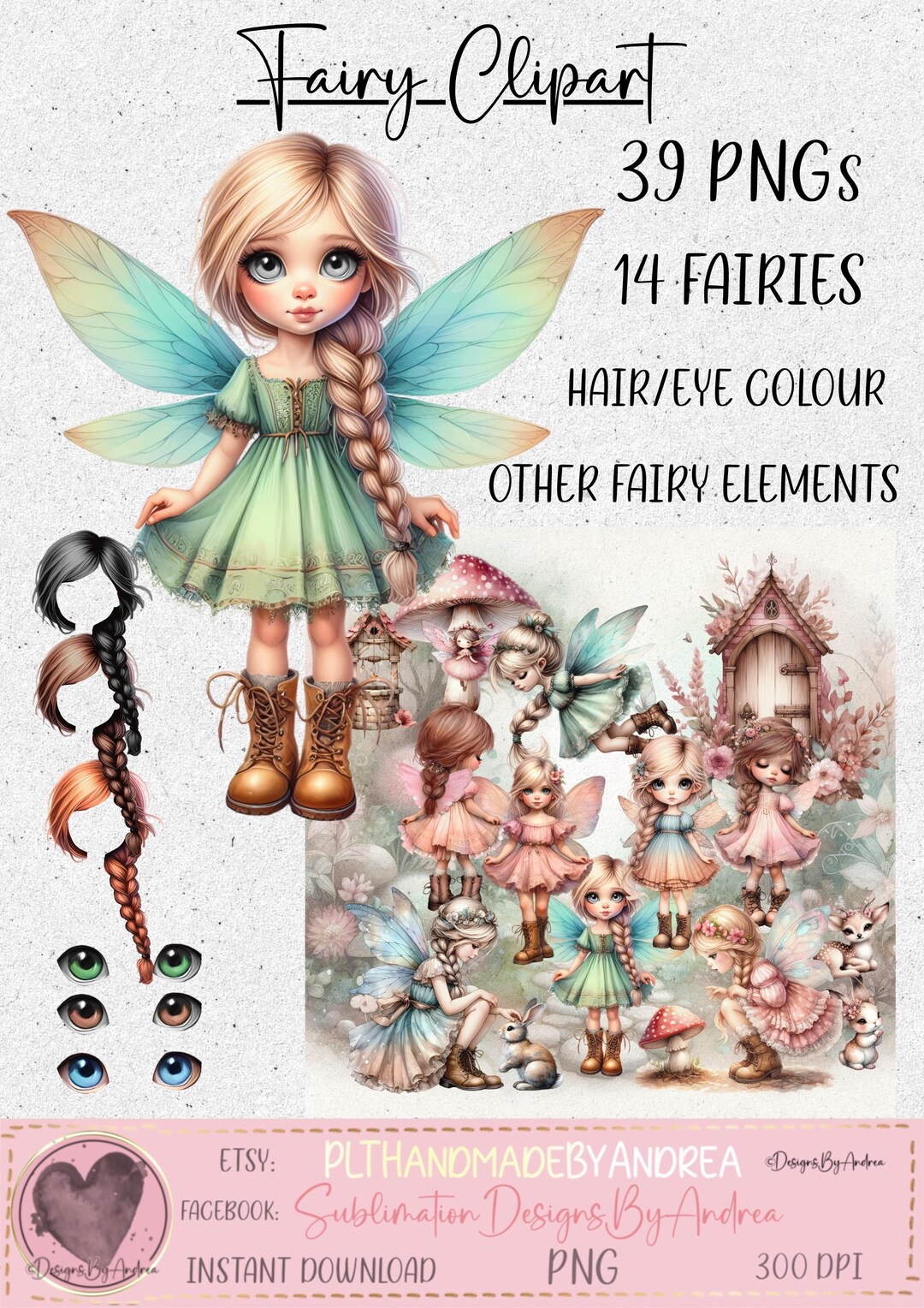Stunning Fairies, Fairy Clipart. 39 Pngs. Hair/eye Colour Clipart, 2 ...