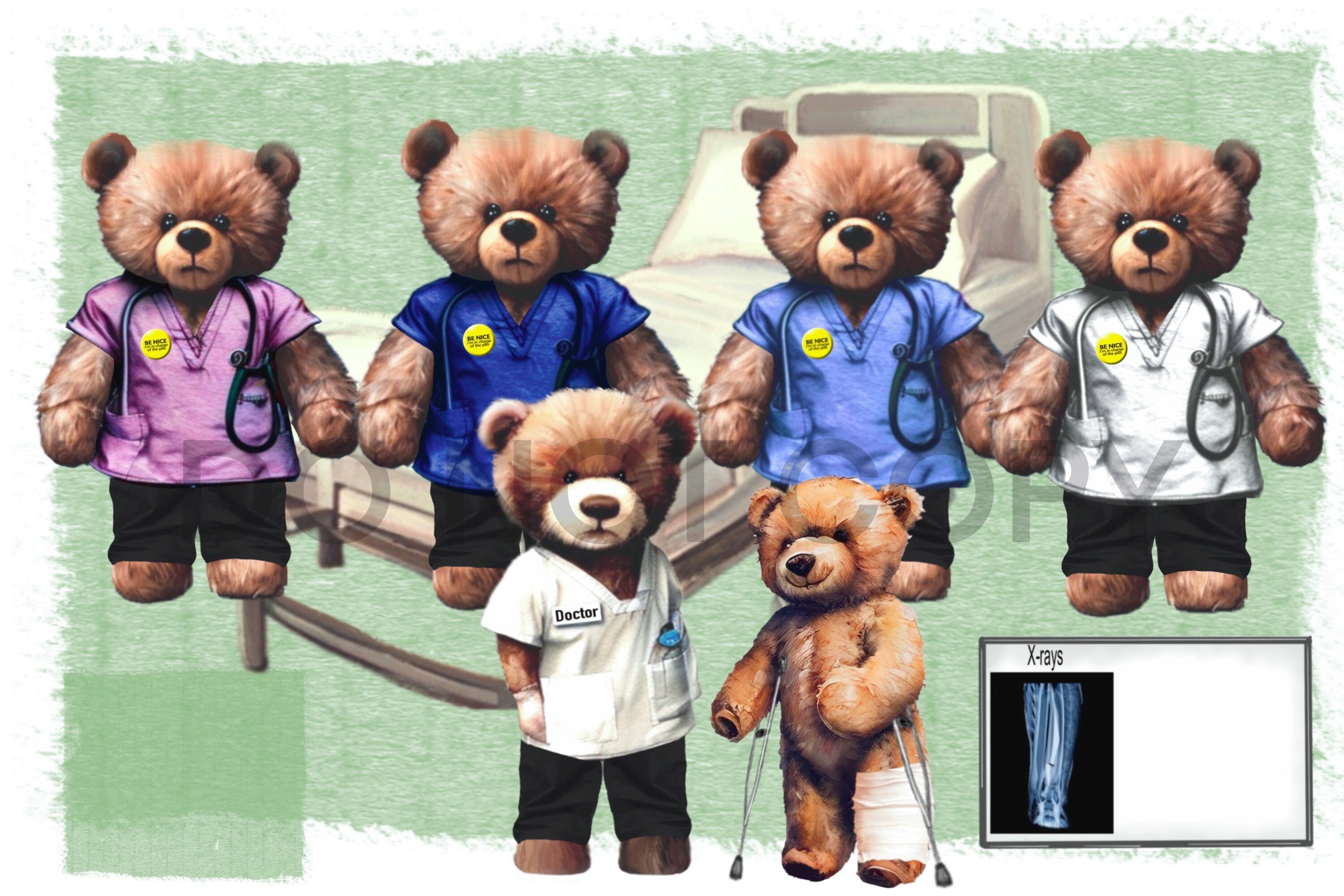 Medic Bears Clipart Set. 10 Files. Doctor, Nurses, Patient Ted ...