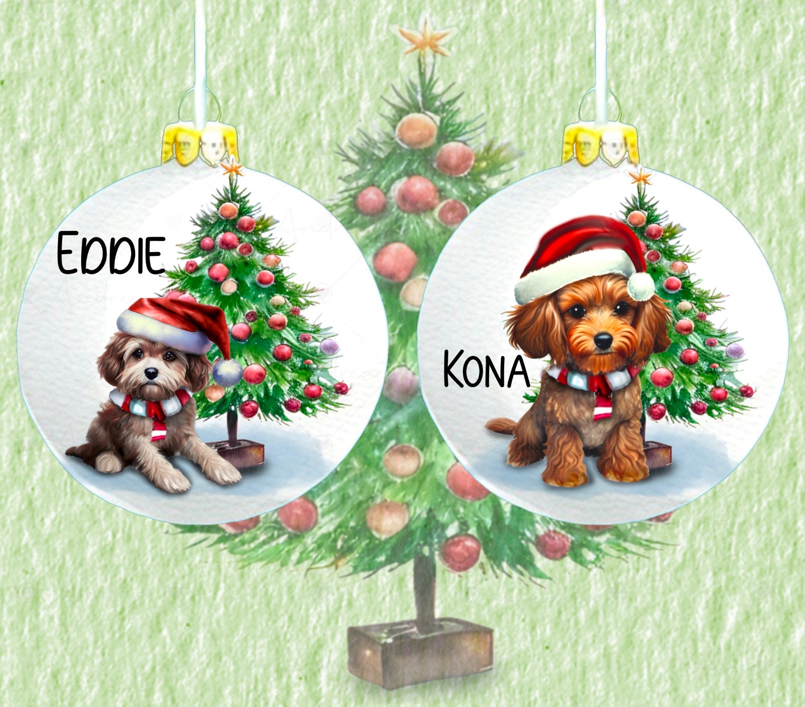 Cute Christmas Cavapoo Pngs. 5 Cockapoo’s With Hat and Scarf, on Their ...