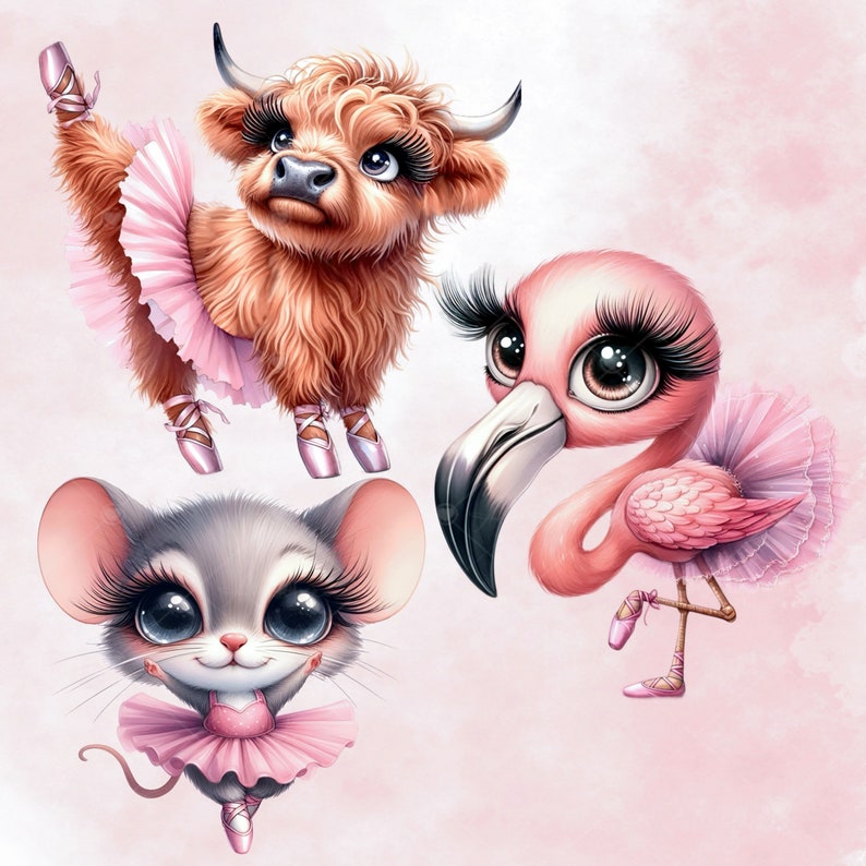 8 Super Cute Dancing Animals, FREE Separate Musical Note Background ...
