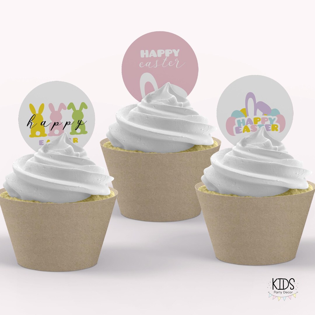 Easter Cupcake Toppers | Kids Printable Easter Toppers | Happy Easter ...