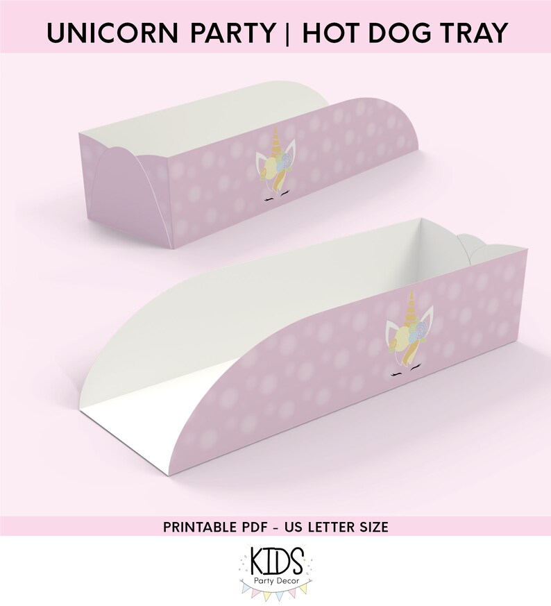 Unicorn Party Hot Dog Tray Unicorn Party Printable Unicorn - Etsy