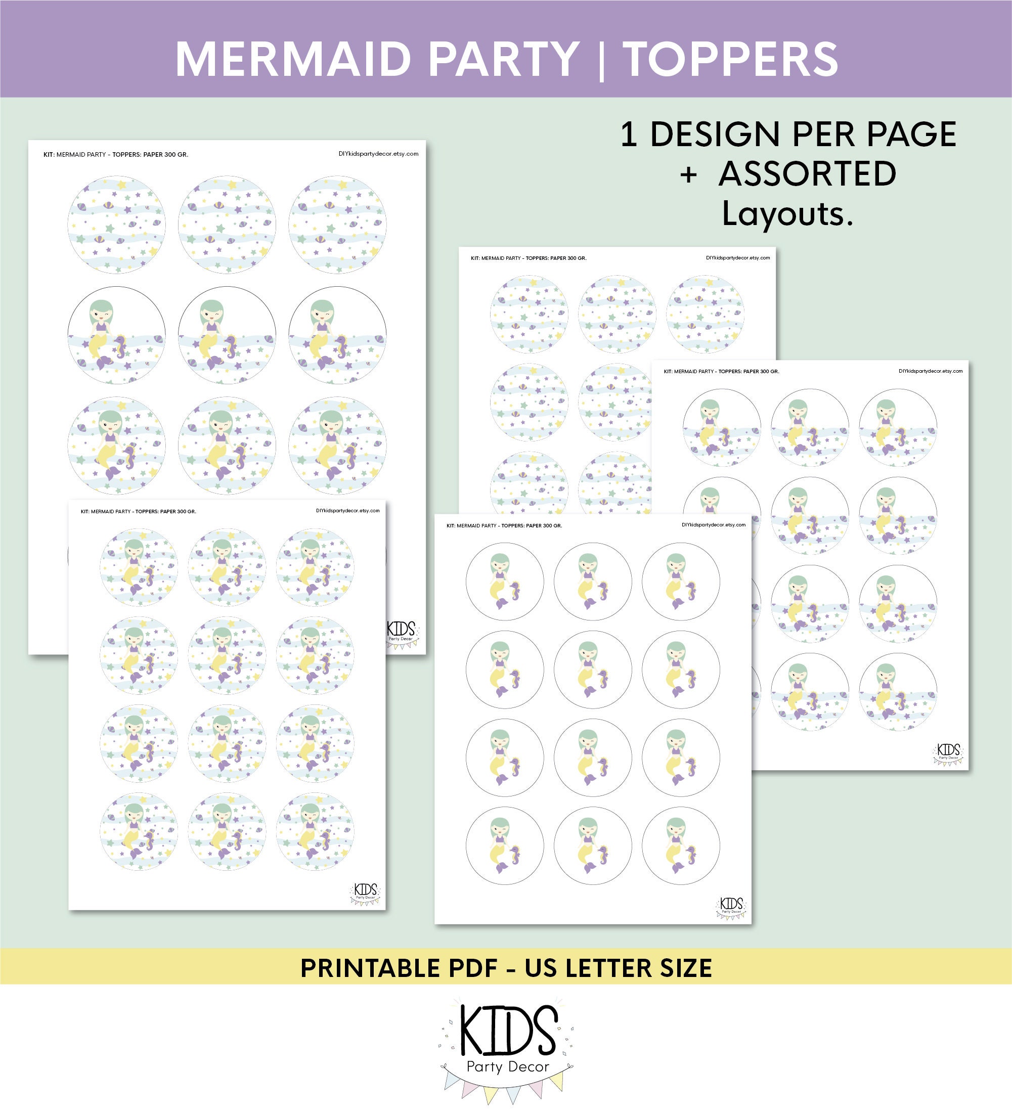Mermaid Birthday Cupcake Toppers Mermaid Party Printable | Etsy Canada
