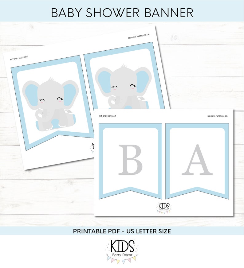 Elephant Welcome Banner, Baby Shower Blue Elephant Banner, Baby Boy ...