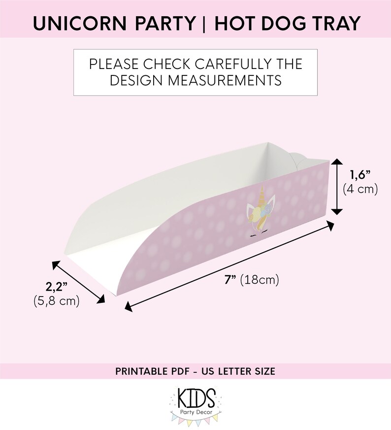 Unicorn Party Hot Dog Tray Unicorn Party Printable Unicorn - Etsy