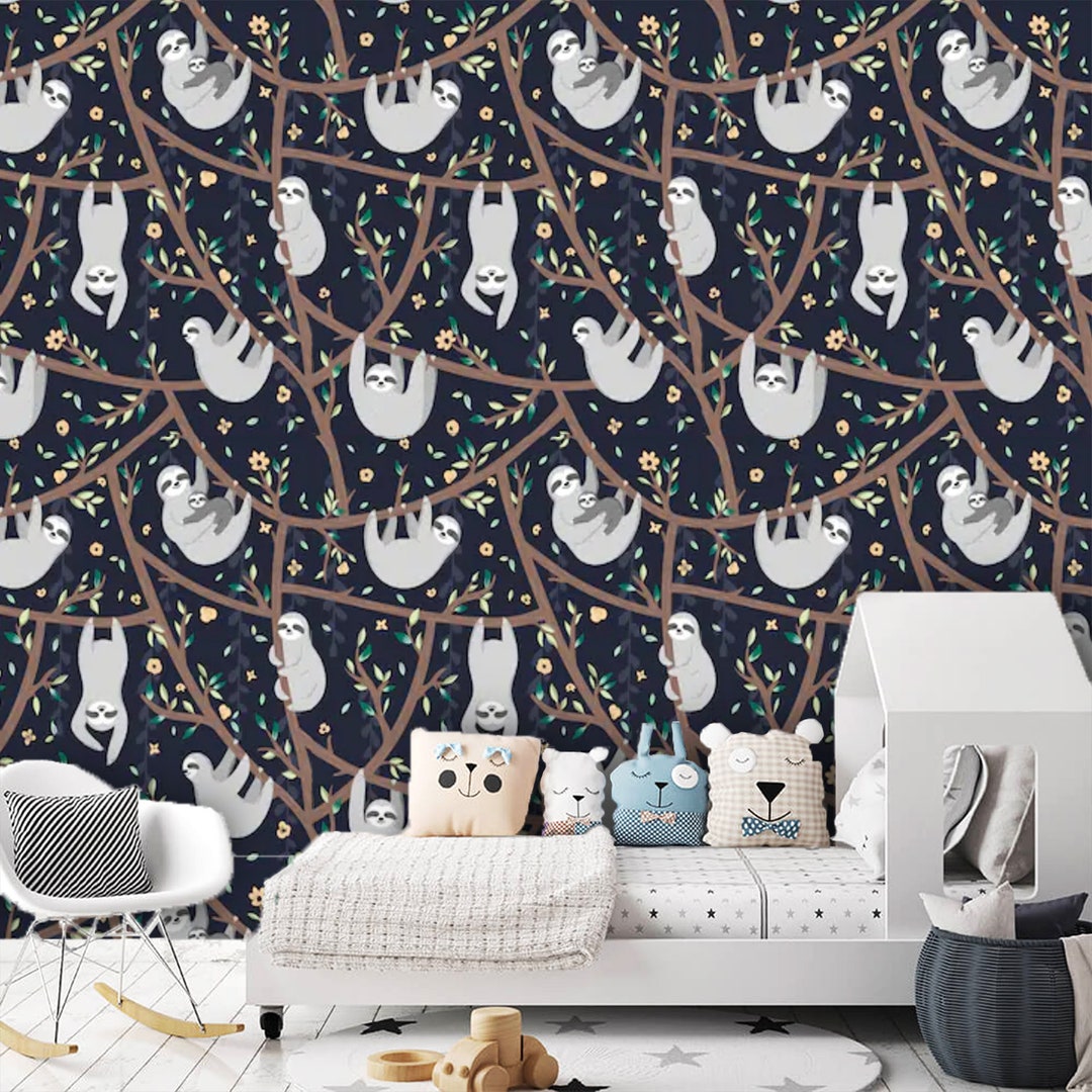 Sloths Wallpaper Kids Removable Peel and Stick or Traditional Accent ...