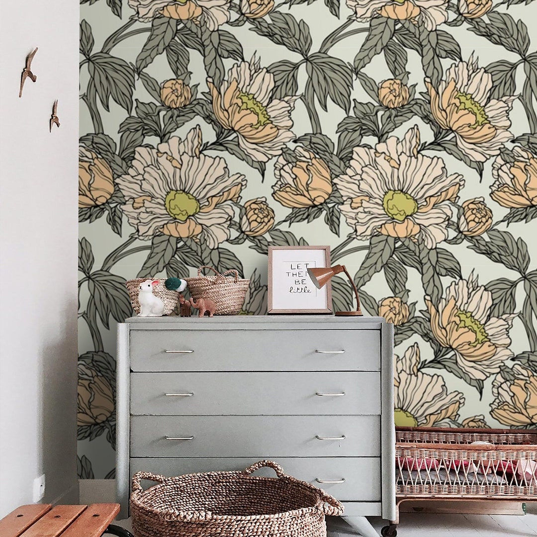 Floral Wallpaper Large Flowers Peel and Stick Self Adhesive or ...