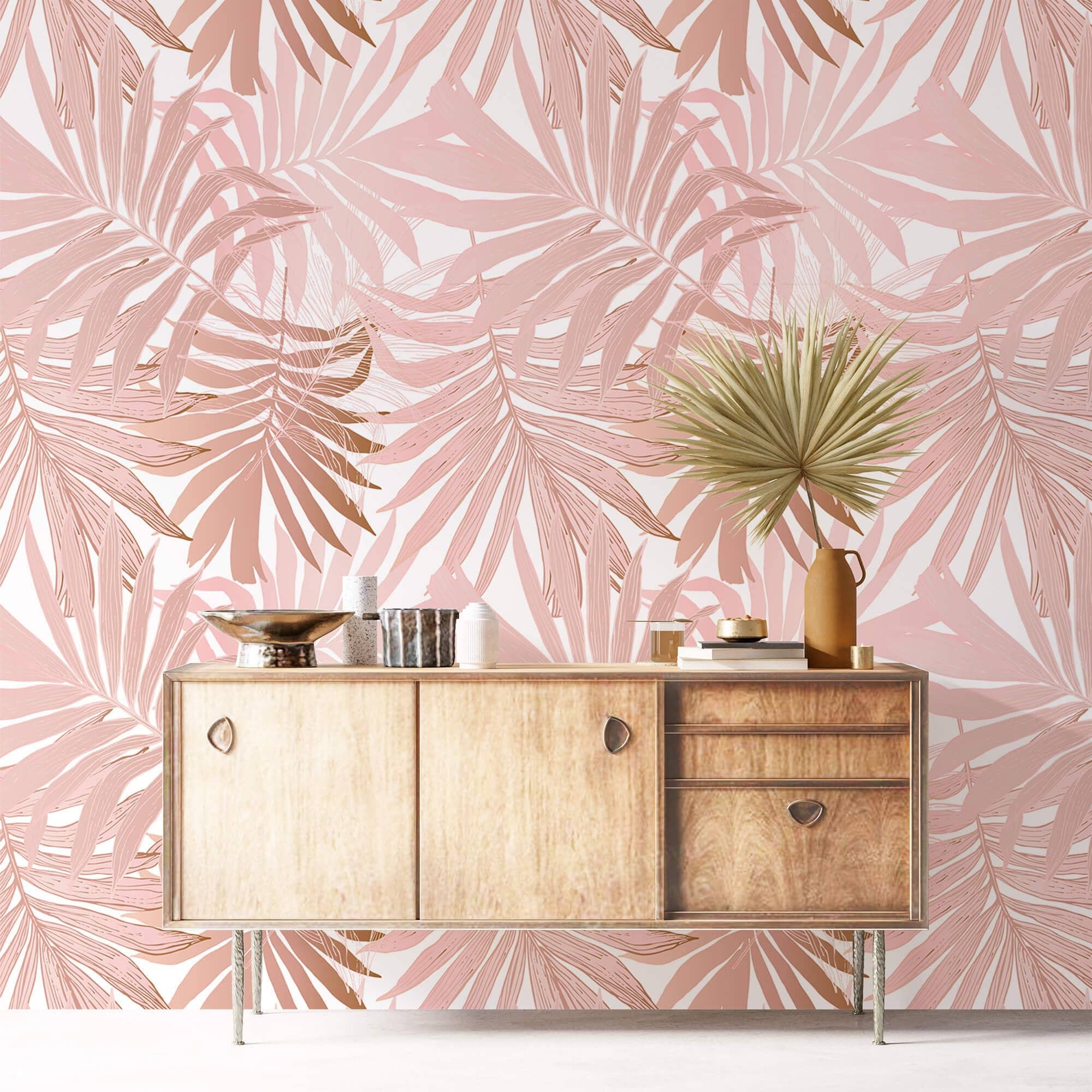 Pink Palm Print Wallpaper