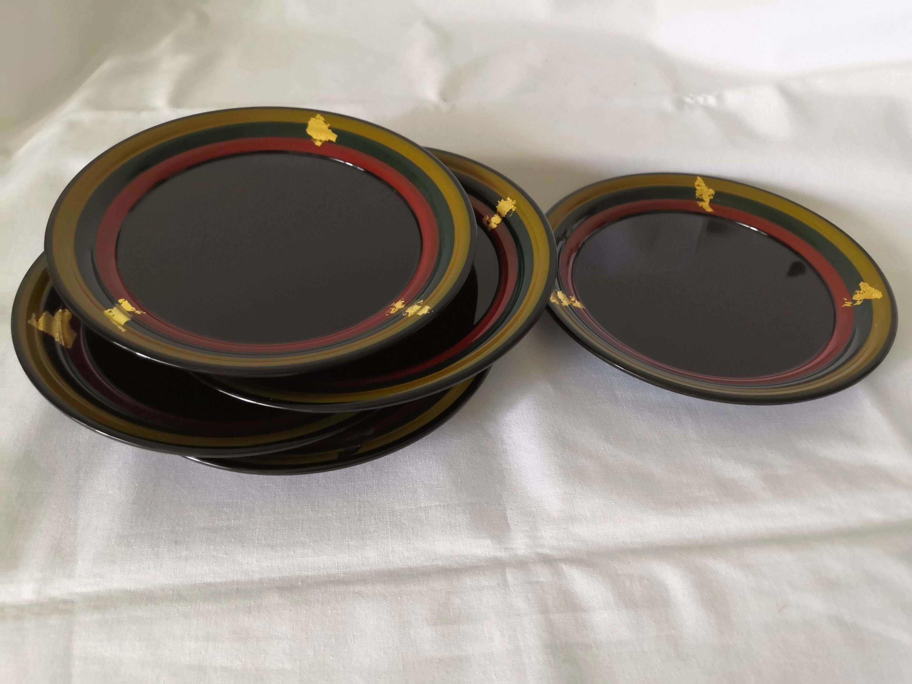 Vintage Set of Japanese Lacquer Plates Dishes Art Craft Haku Unused - Etsy