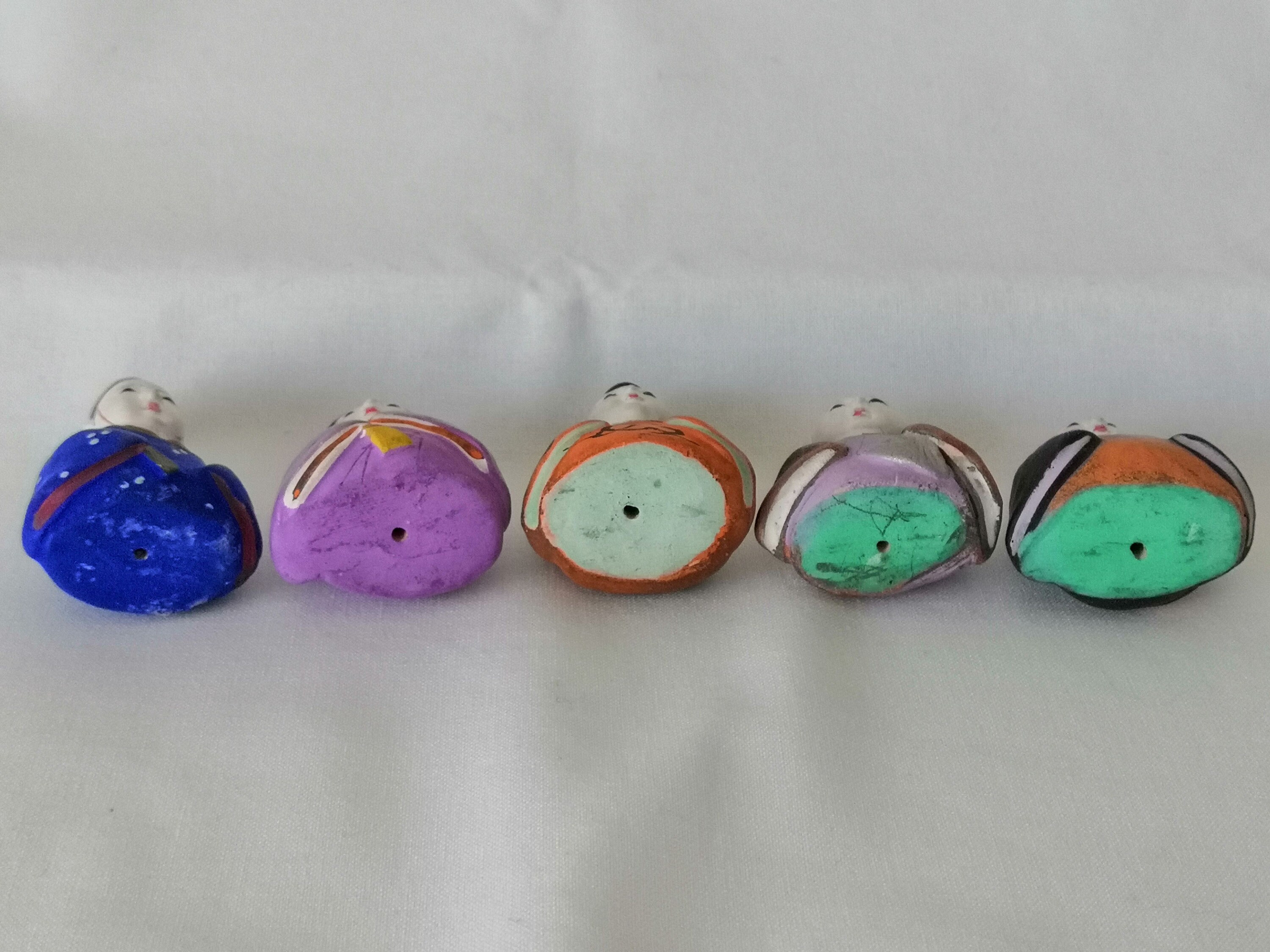 Vintage Set of 5 Japanese Figures Mini Dolls Ceramic With Ancient ...