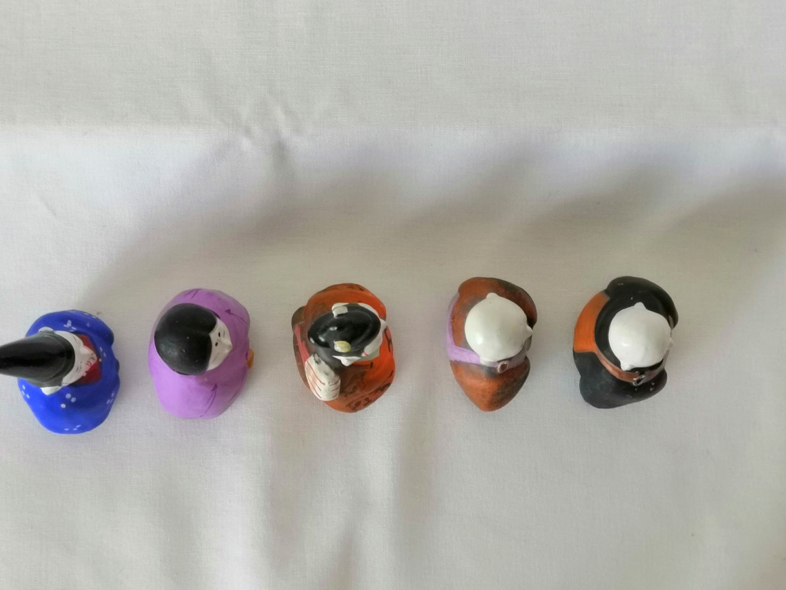 Vintage Set of 5 Japanese Figures Mini Dolls Ceramic With Ancient ...