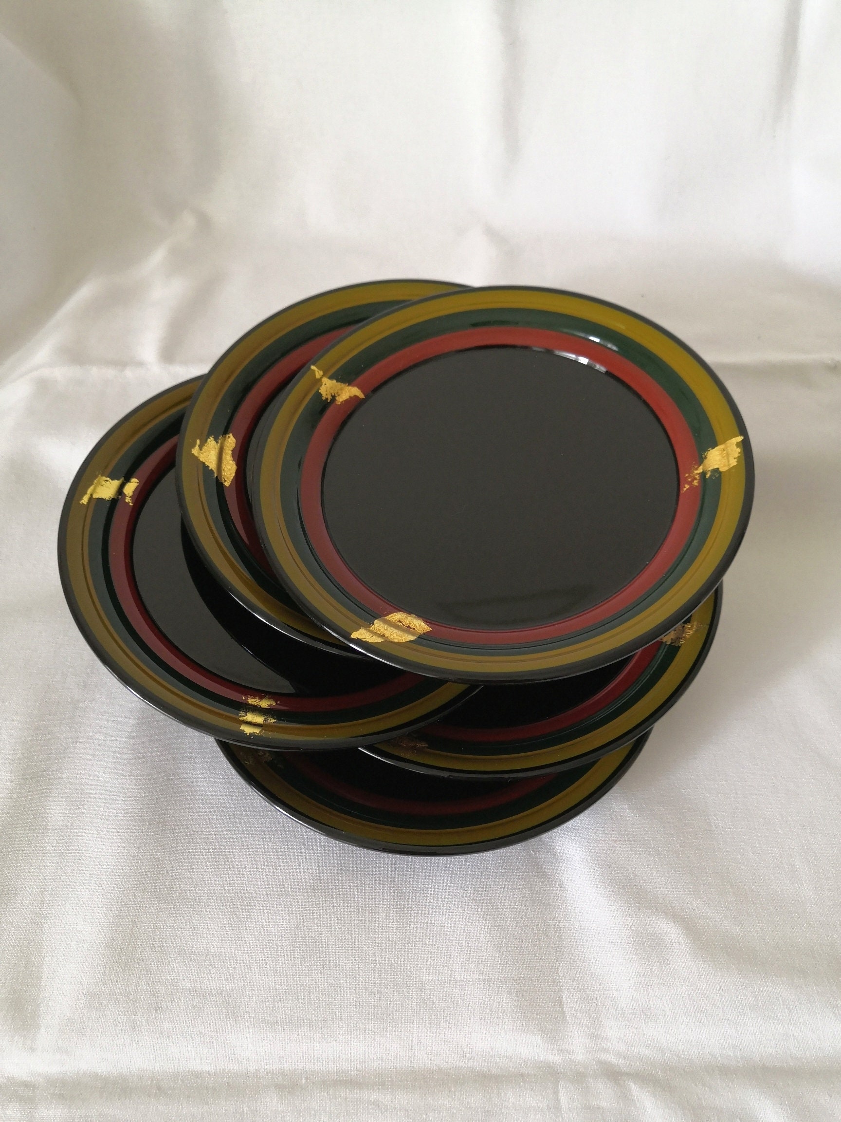 Vintage Set of Japanese Lacquer Plates Dishes Art Craft Haku Unused - Etsy