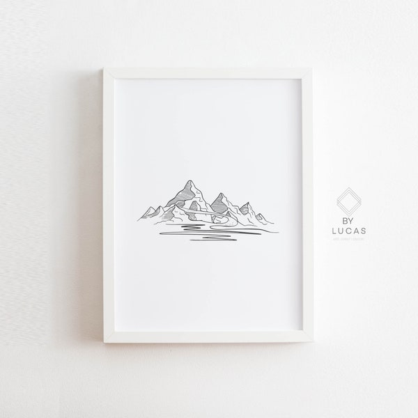 Black and White Mountain Print - Etsy