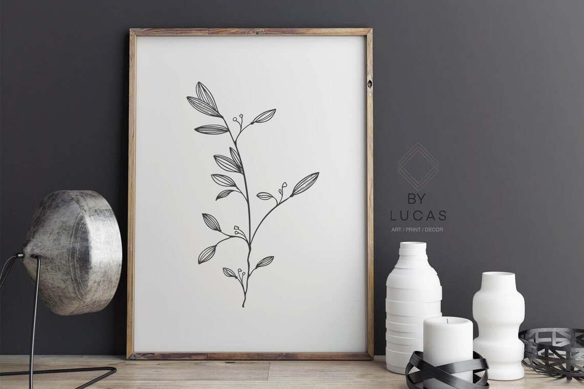 Abstract Plant Line Art Printable Modern Art Prints - Etsy