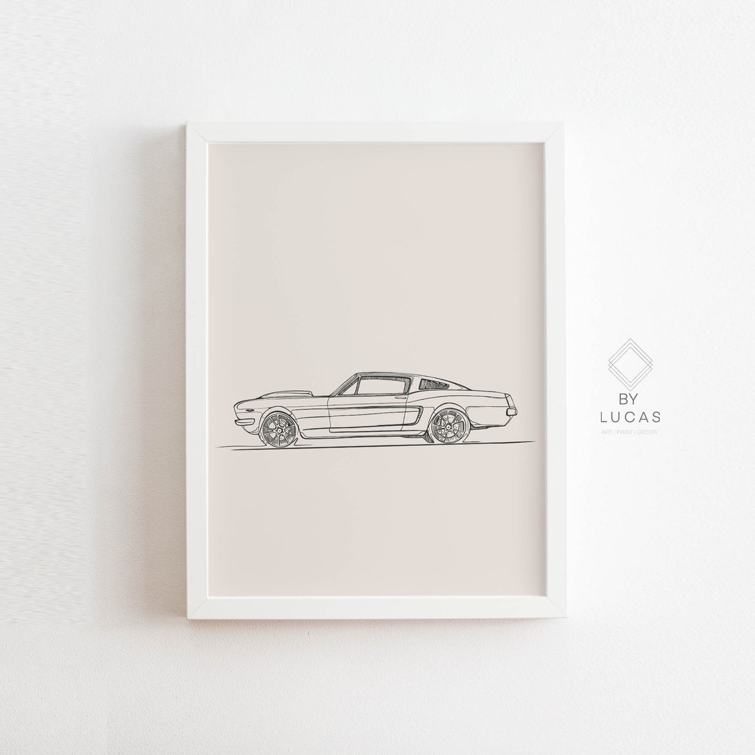Modern Muscle Car Line Art Printable JPEG PDF Abstract Car - Etsy