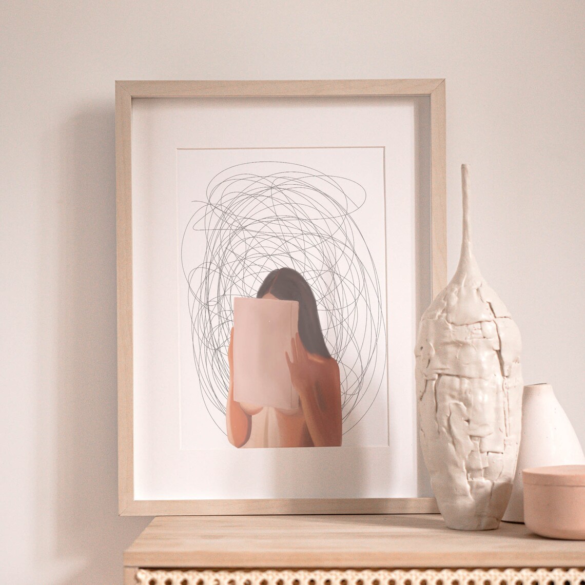Abstract Shy Girl In Love Art Printable Dont Know What Etsy