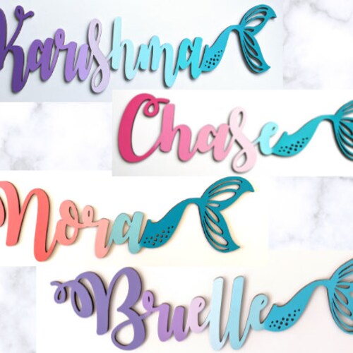 Mermaid Name Sign Nursery Decor Personalized Wood Sign - Etsy