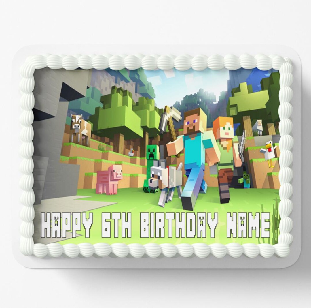 Minecraft Edible Icing Cake Topper A4 Size - Etsy