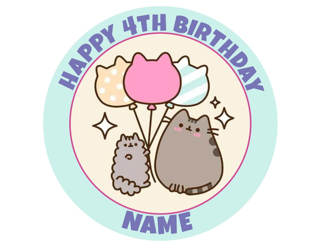 Pusheen the Cat Edible Icing Cake Topper 19cm PRE-CUT - Etsy Australia