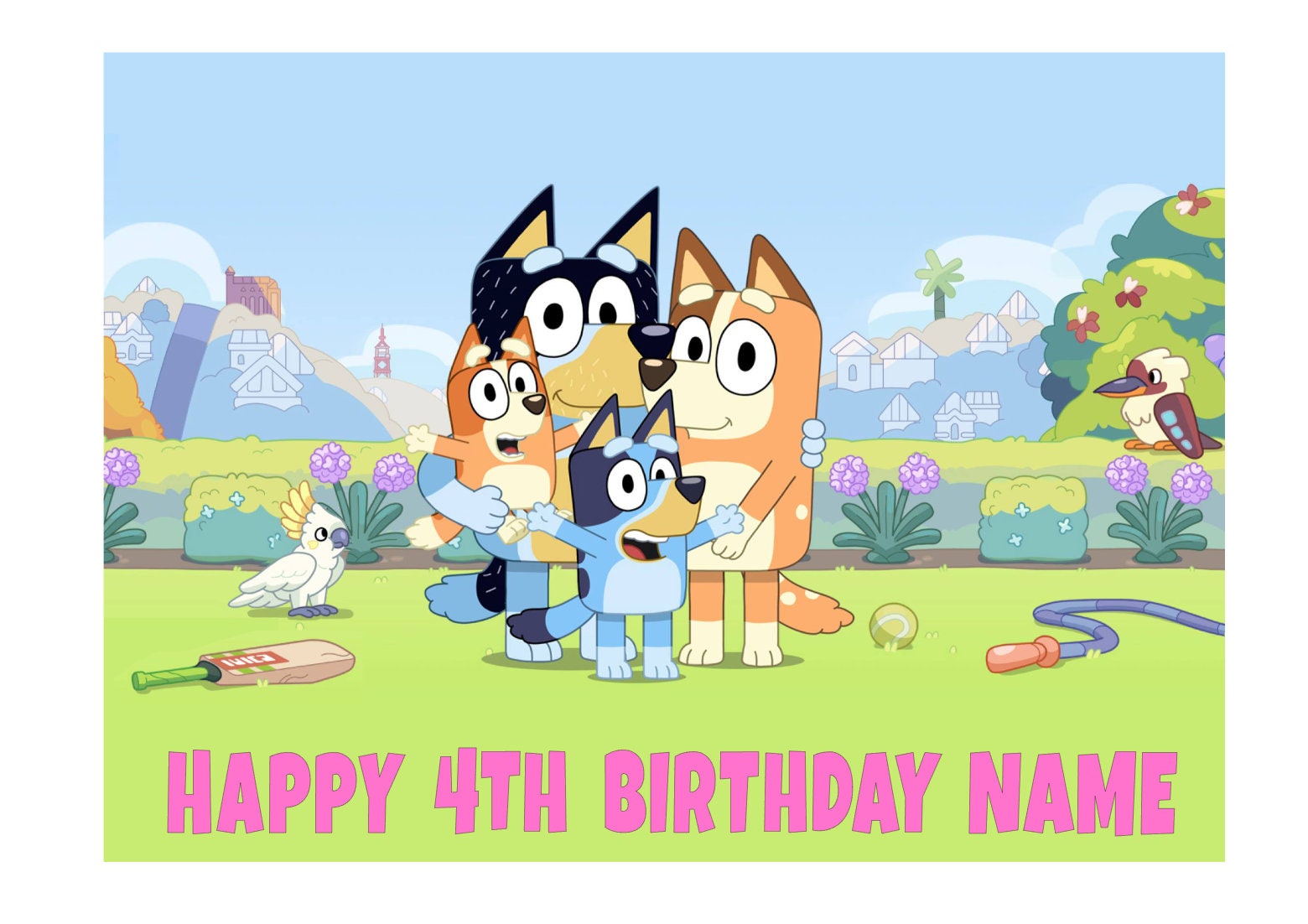 Bluey pink Edible Icing Cake Topper A4 Size - Etsy Australia