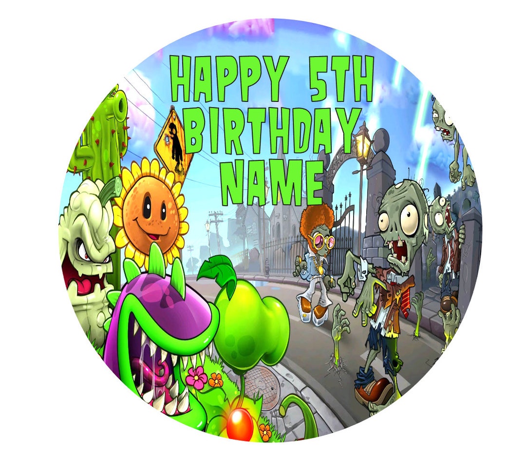 Plants Vs Zombies Edible Icing Cake Topper 19cm PRE-CUT - Etsy