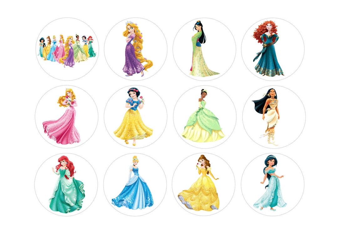 12 Disney Princess Edible Icing Cupcake Toppers PRE-CUT - Etsy