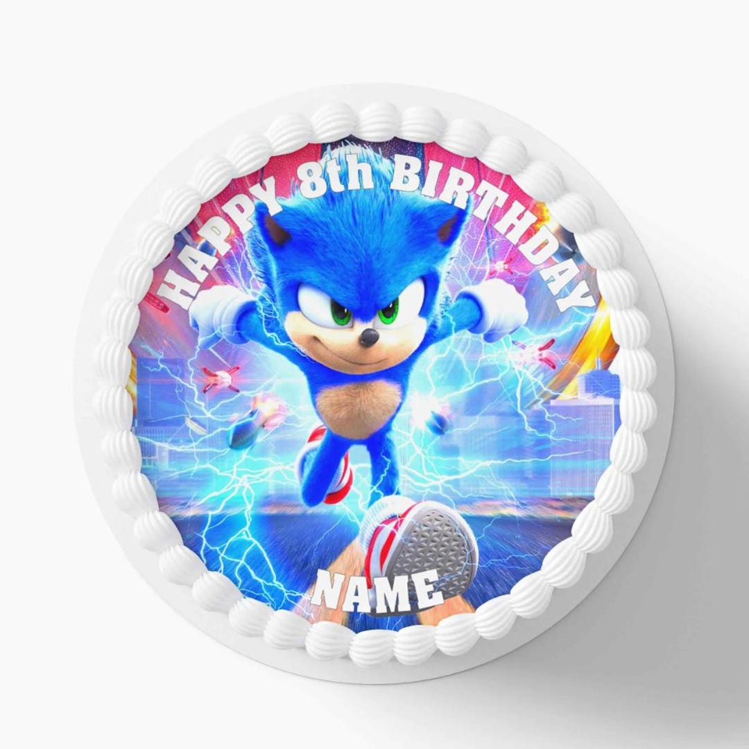 Sonic the Hedgehog Edible Icing Cake Topper 19cm PRE-CUT - Etsy Australia