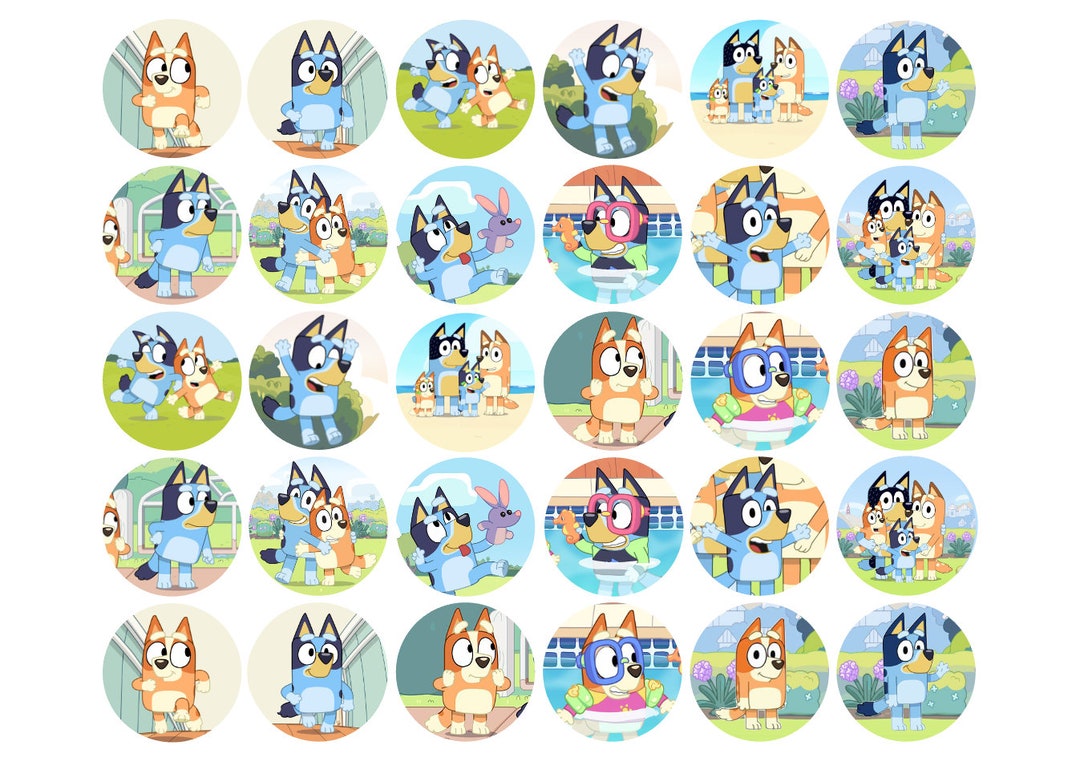 30 X Bluey Edible Icing Cupcake Toppers PRE-CUT to 3.5cm - Etsy Australia