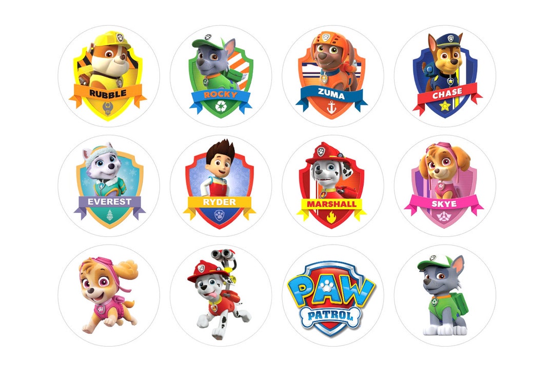 12 Paw Patrol Edible Icing Cupcake Toppers PRE-CUT - Etsy Australia
