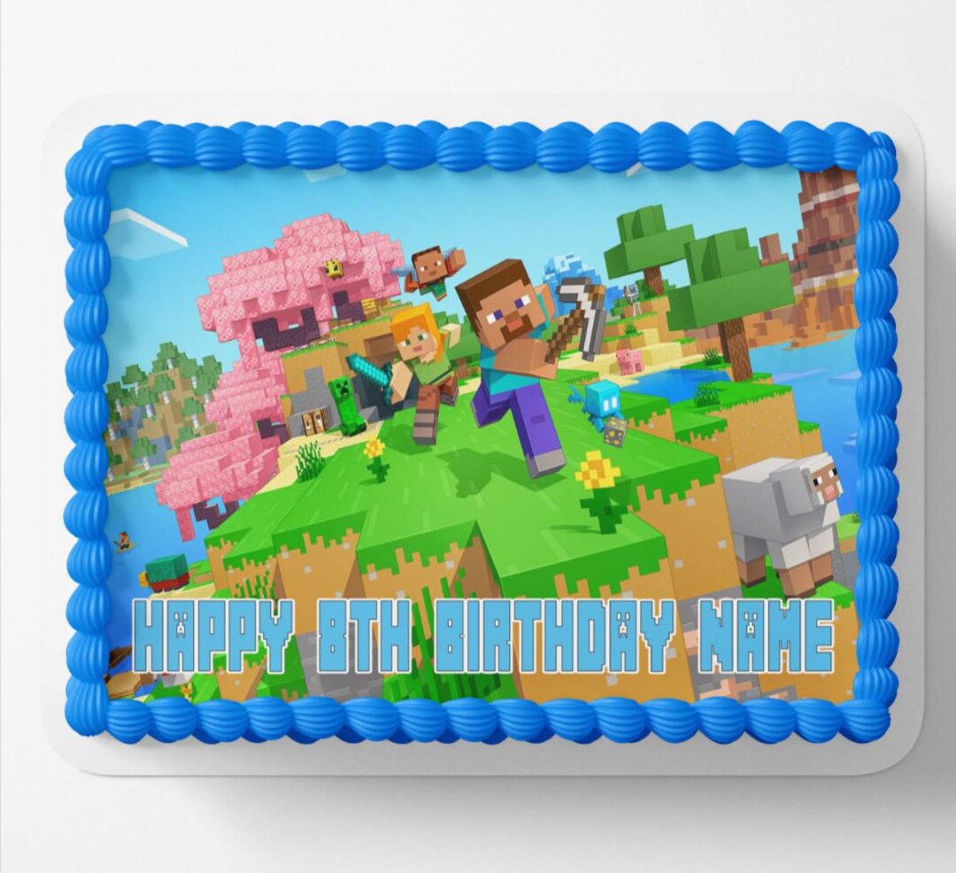 Minecraft Edible Icing Cake Topper A4 Size - Etsy Australia