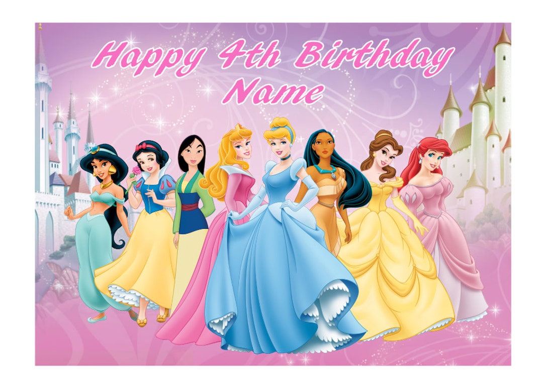 Disney Princess Edible Icing Cake Topper A4 Size - Etsy Australia