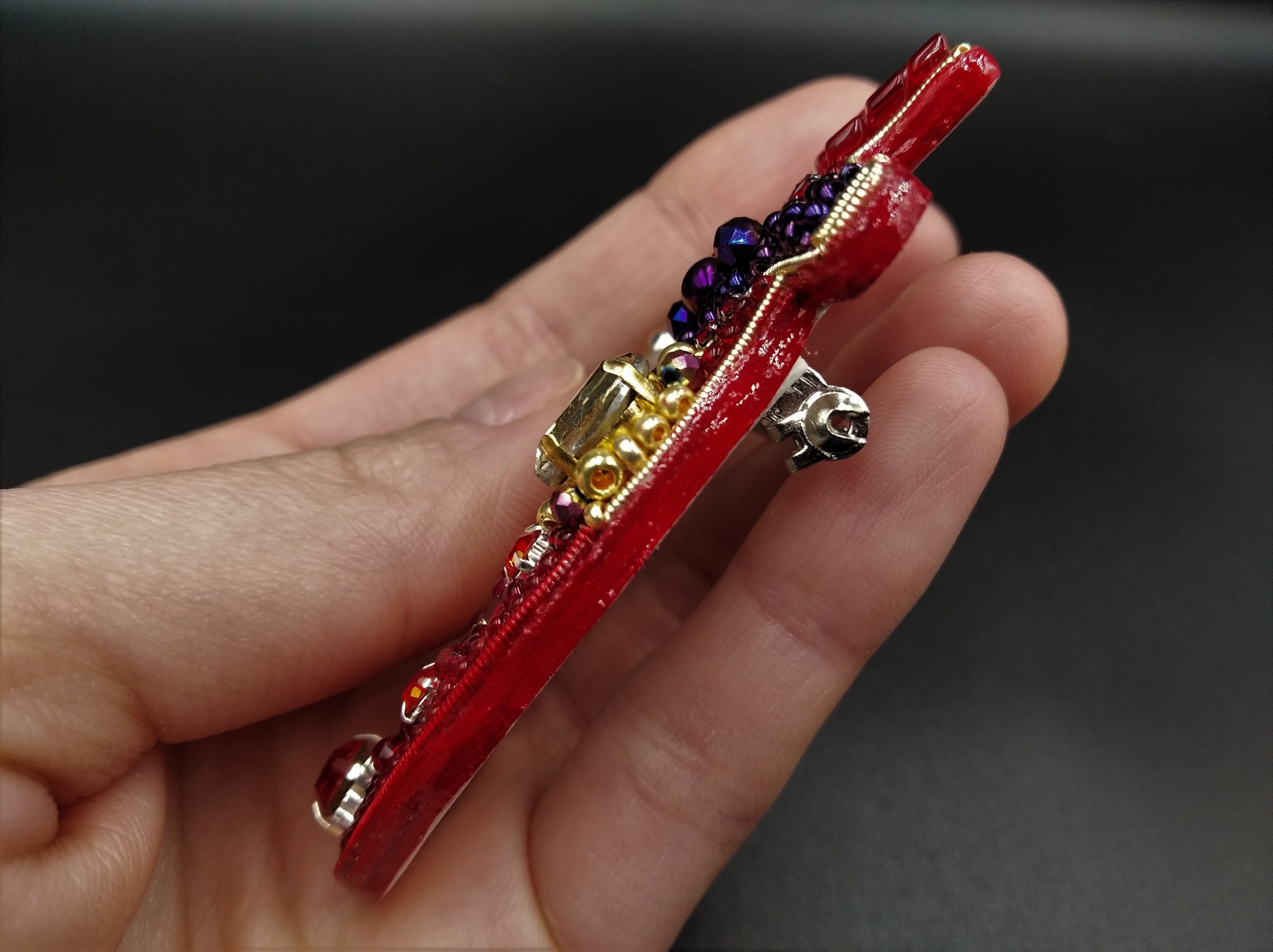 Human Heart Brooch Dark Red Pin Clip Gift for Her Surgeon Cardiologist ...