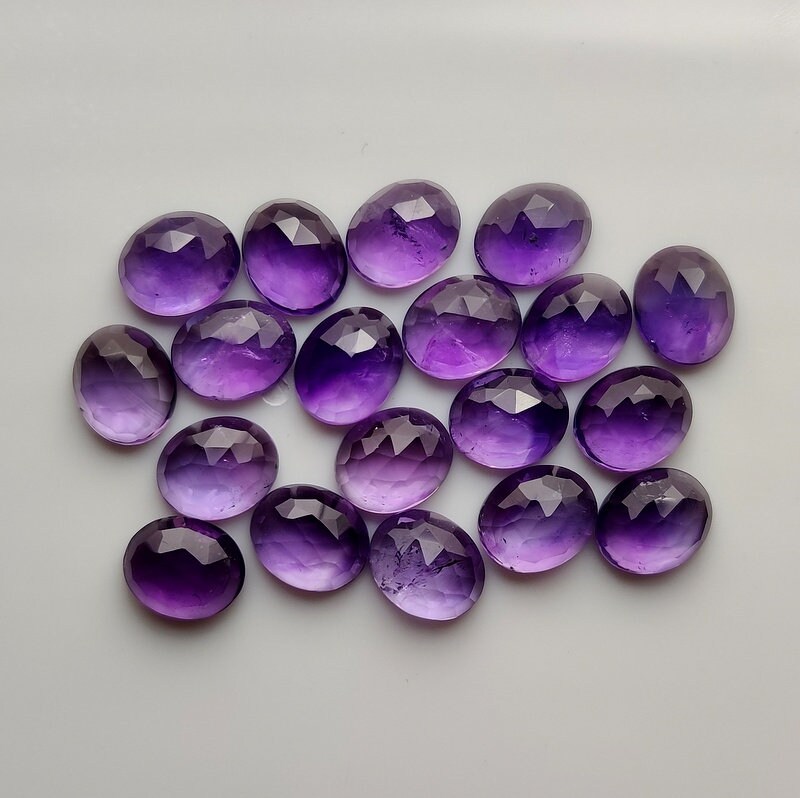 6 Pieces Lot Amethyst Rose Cut Gemstone-natural Amethyst Rose Cut Flat ...